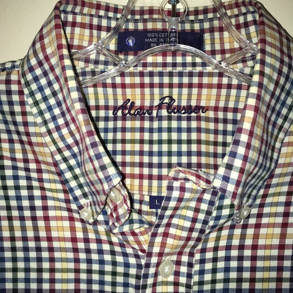 Alan Flusser | Shirts | Alan Flusser Checkered Multicolored Rainbow Cotton Soft | Poshmark